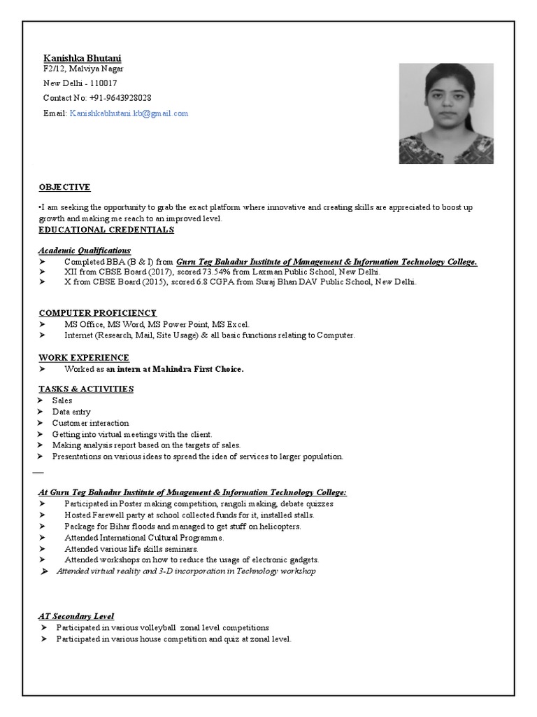 Kanishka Bhutani's Resume | PDF | Social Science