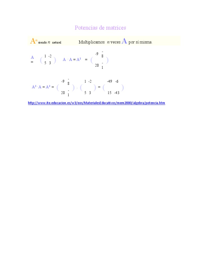 Potencias de Matrices | PDF