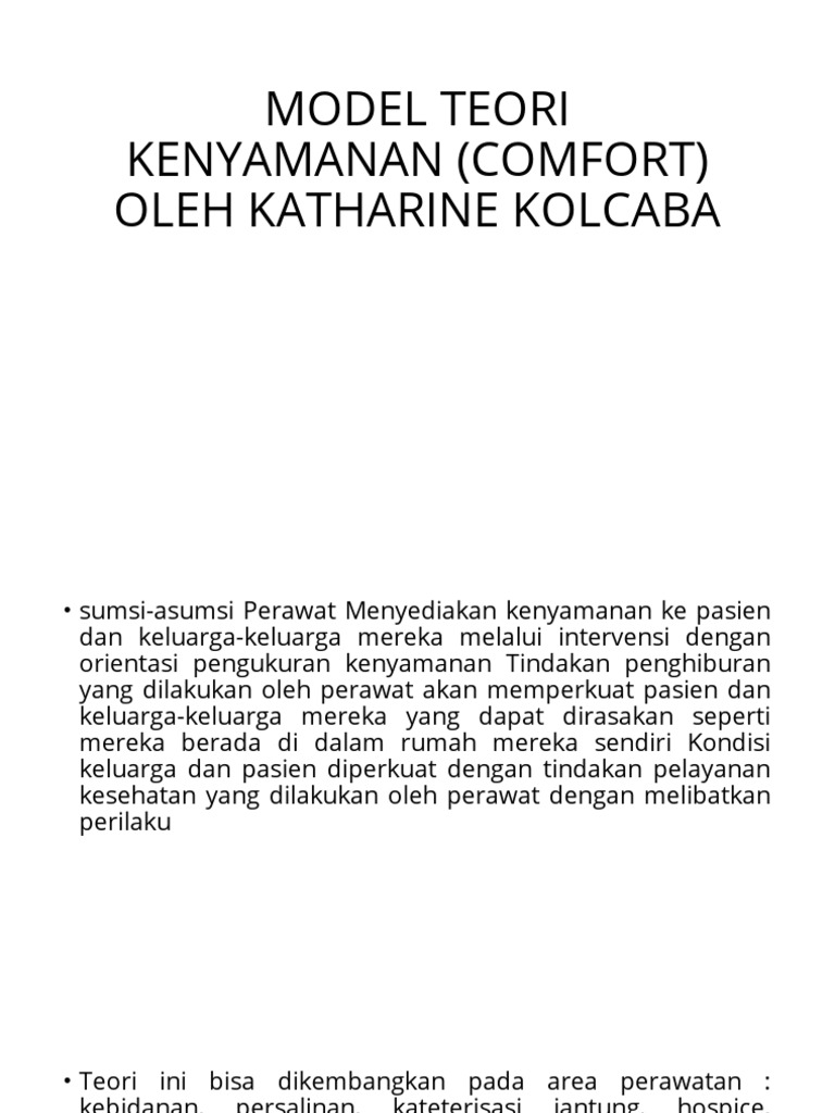 Model Teori Kenyamanan (Comfort) Oleh Katharine | PDF