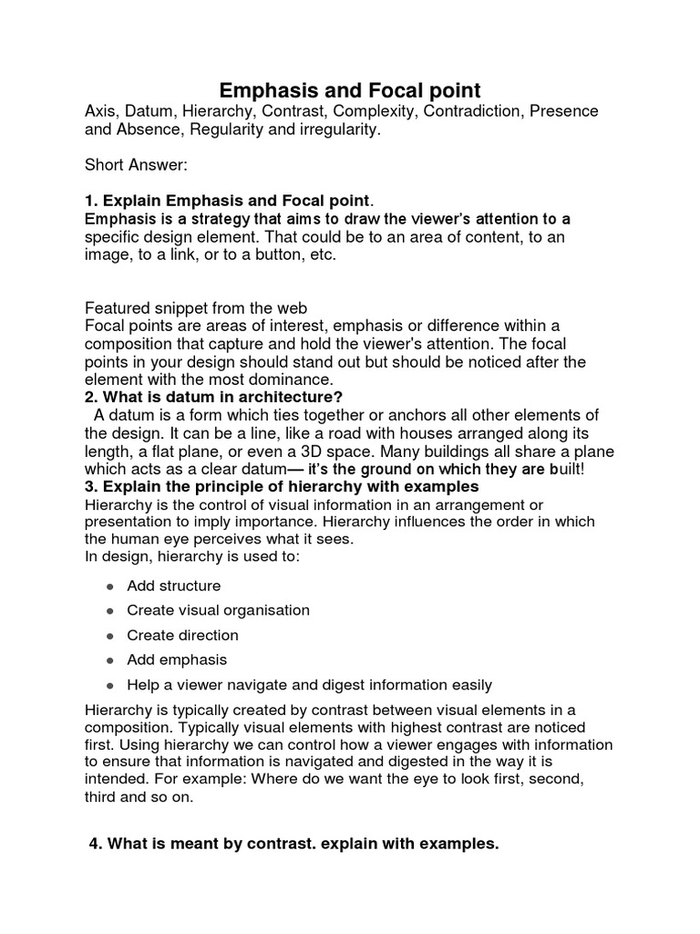 Emphasis and Focal Point - Tod s1s2 | PDF | Composition (Visual Arts ...