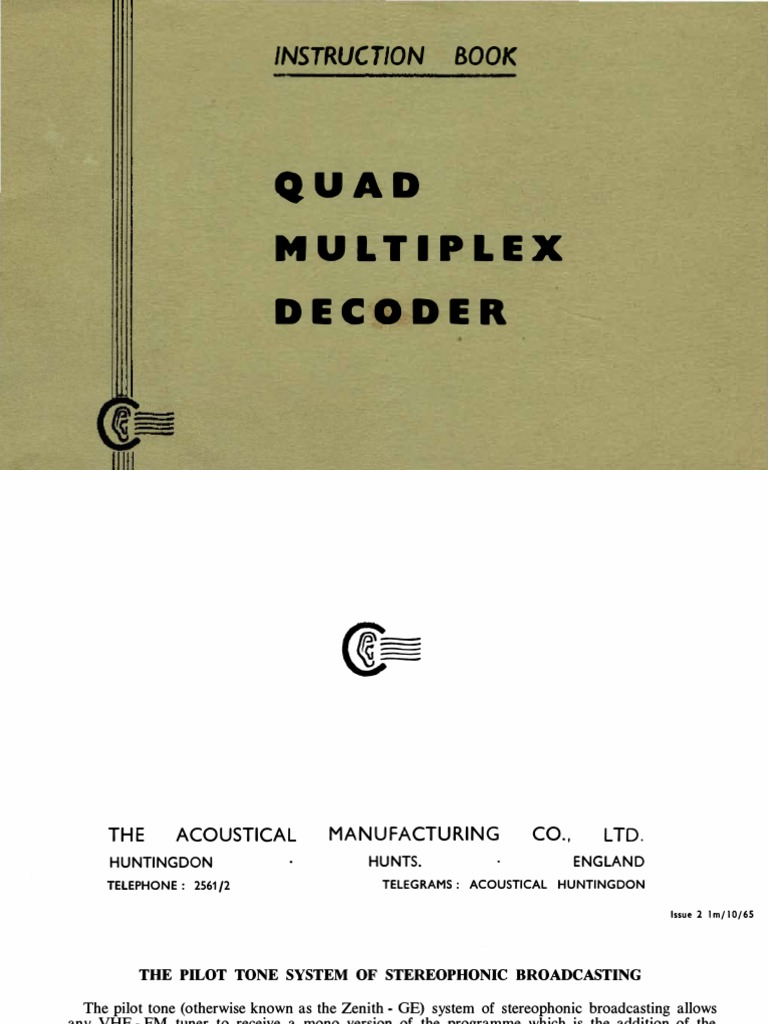 QUAD Multiplex Decoder Instruction CS | PDF | Telecommunications | Signal Processing
