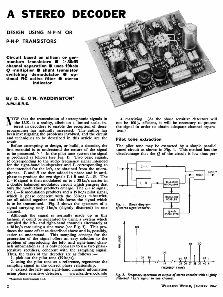 Stereo Decoder: Fig. I. Block Diagram of Stereo Signal Encqder | PDF ...
