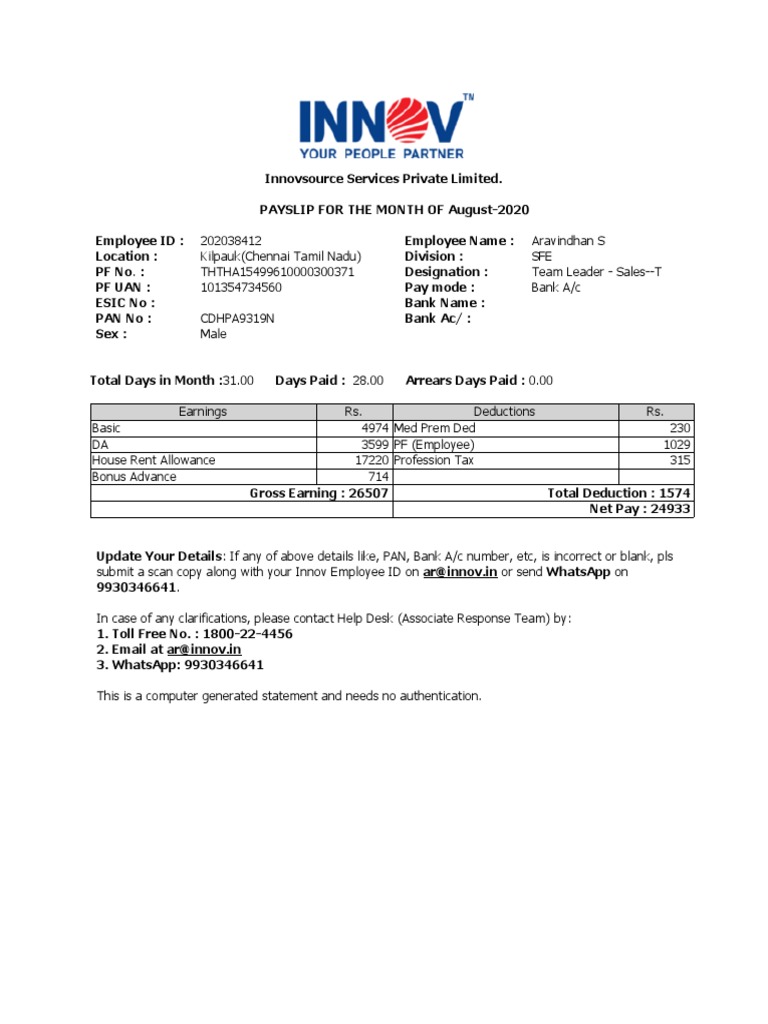 Innov Pay Slip | PDF
