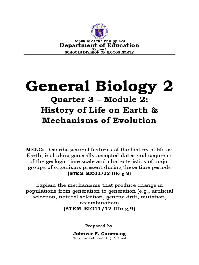 General Biology 2: Quarter 3 - Module 2: History of Life On Earth ...