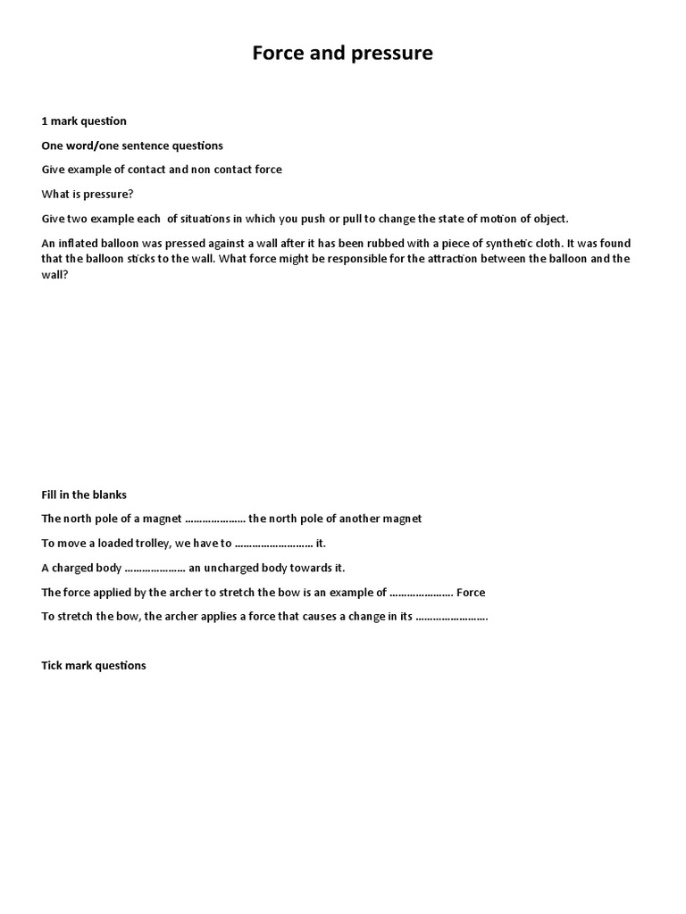 SCIENCE Question Bank Class 8 | PDF | Friction | Sound