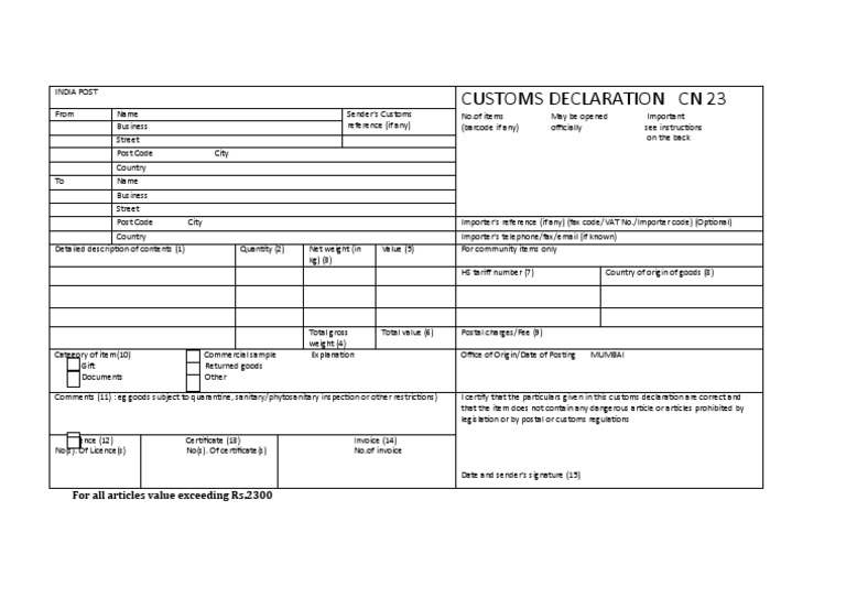CN23 | PDF | Customs | Government