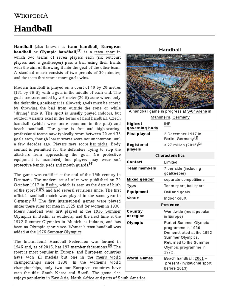 Handball PDF | PDF | Games Of Physical Skill | Teams