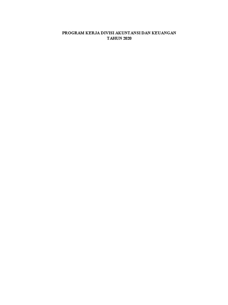 Program Kerja Divisi Akuntansi Dan Keuangan | PDF