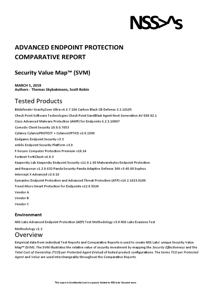 NSS Labs AEP SVM Comparative Report | PDF | Total Cost Of Ownership | Computer Security