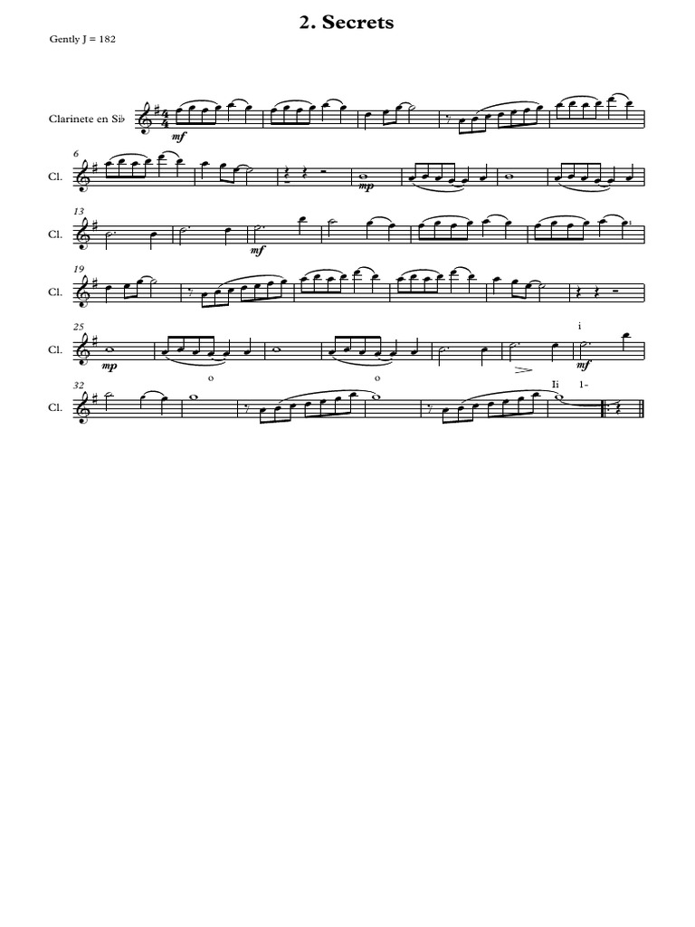 Secrets Clarinet - Partitura Completa | PDF