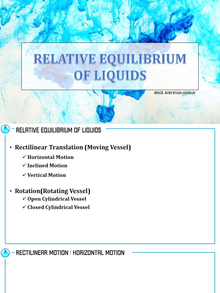 9.1 Relative Equilibrium (Rectilinear Motion) | PDF | Acceleration | Dynamics (Mechanics)
