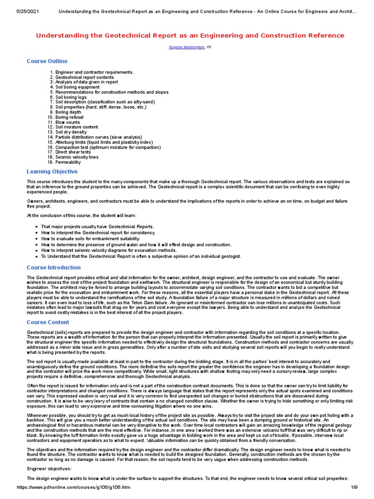 Understanding The Geotechnical Report | PDF | Geotechnical Engineering ...