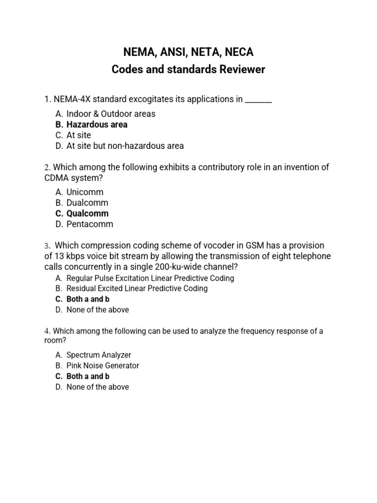 NEMA, ANSI, NETA, NECA Codes and Standards Reviewer | PDF | Transformer ...