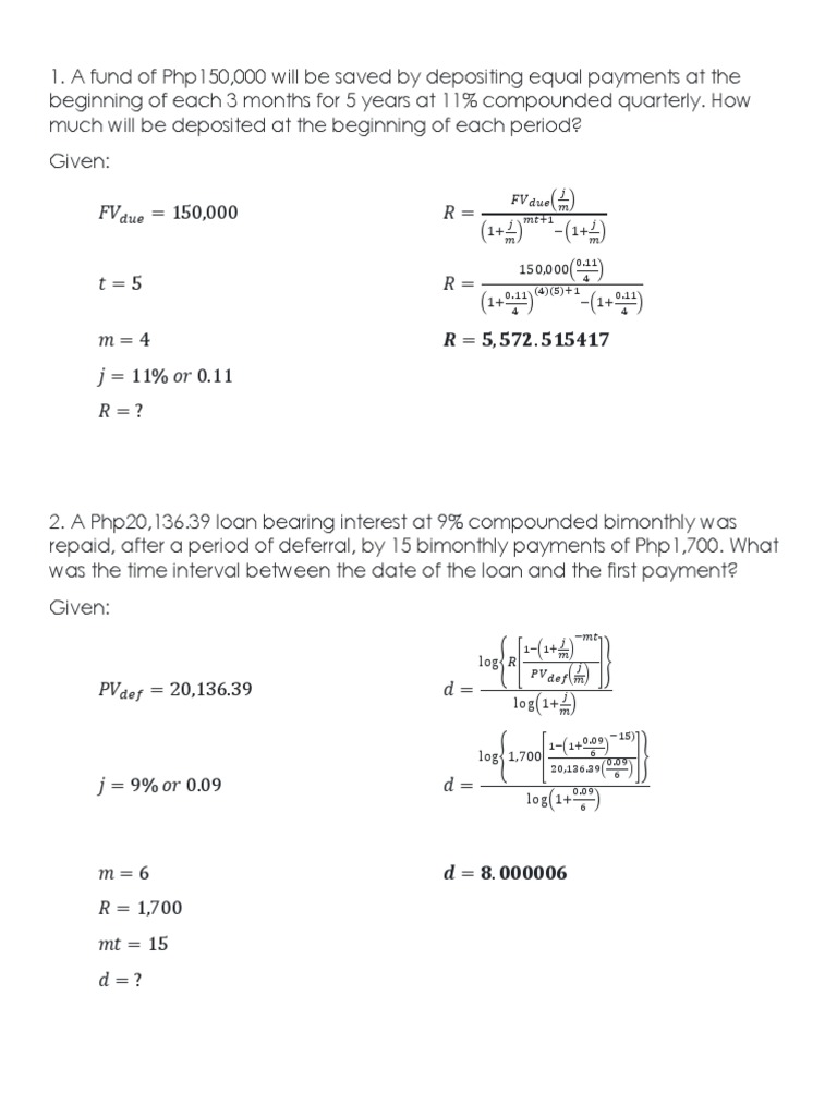 Mathematics of Investments - Special Annuities | PDF | Personal Finance ...
