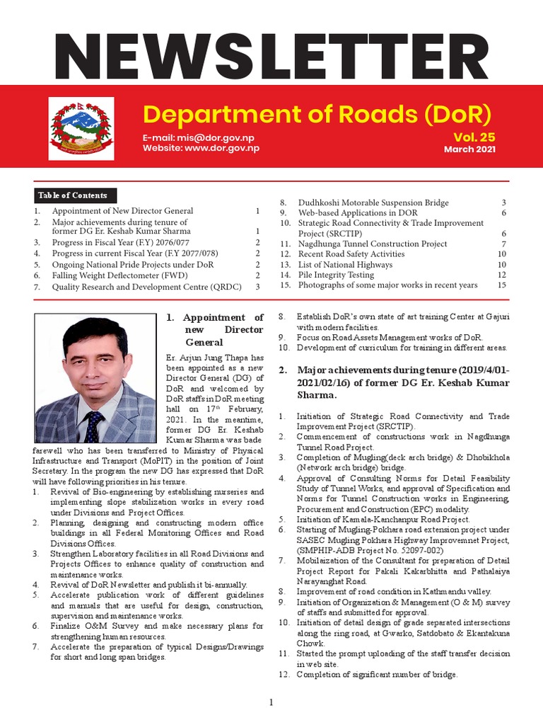 DoR News Letter Vol.25 | PDF | Economic Sectors | Civil Engineering