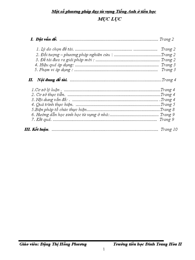 Cac Phuong Phap Day Tu Vung Tieng Anh o Tieu Hoc | PDF