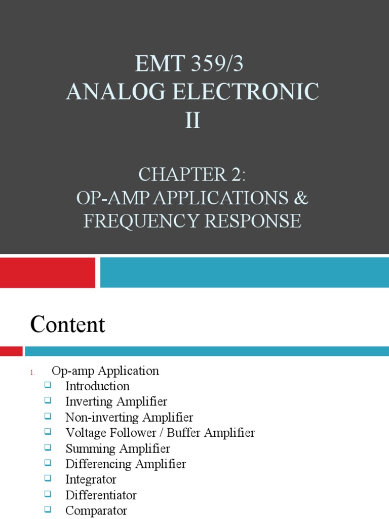 EMT 359/3 Analog Electronic II: Op-Amp Applications & Frequency Response | PDF | Operational ...