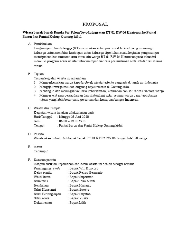 Proposal Piknik | PDF