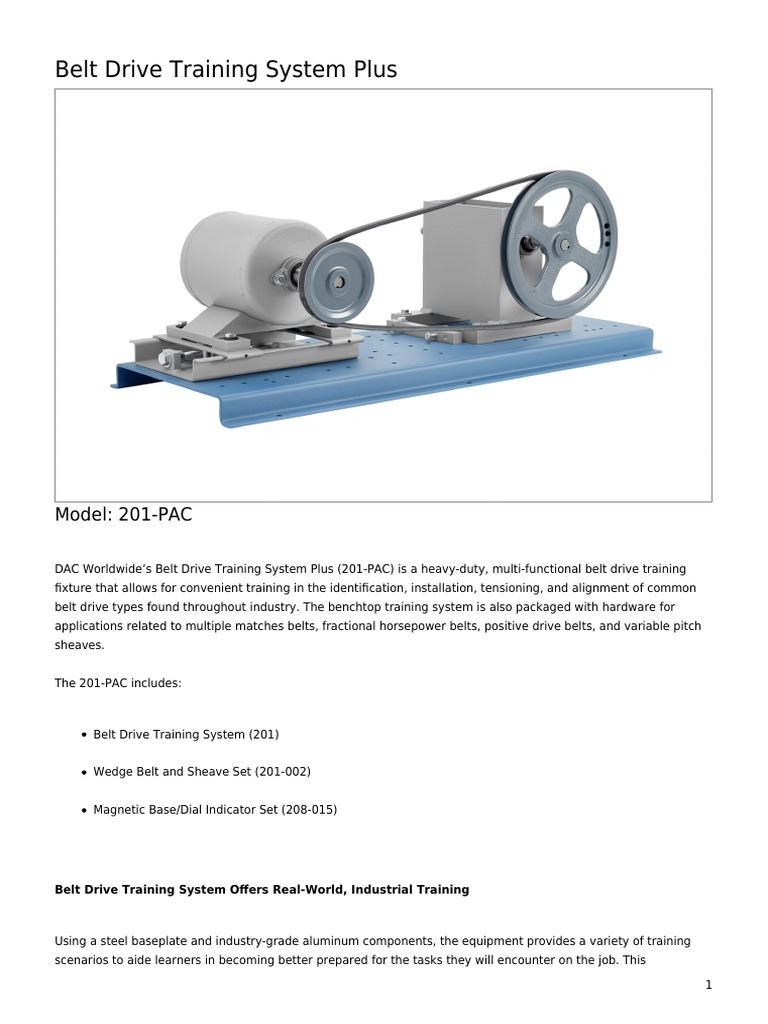 Belt Drive Training System Overview | PDF | Belt (Mechanical ...