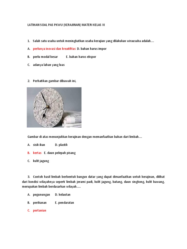 Latihan Soal Pas Pkwu | PDF