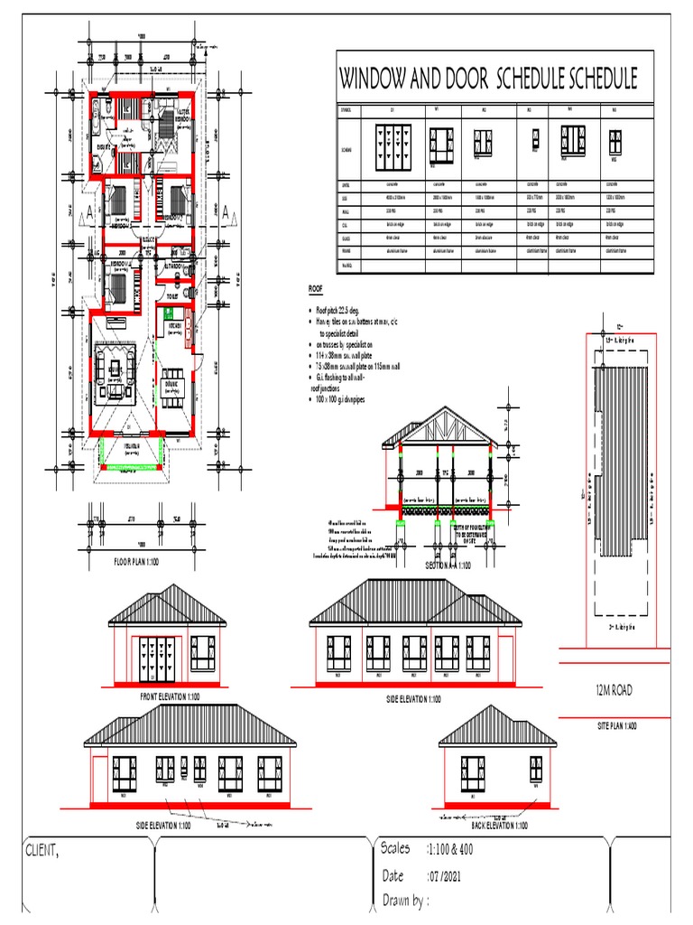 Window and Door Schedule Schedule: Client, Drawn By: Date: Scales | PDF ...