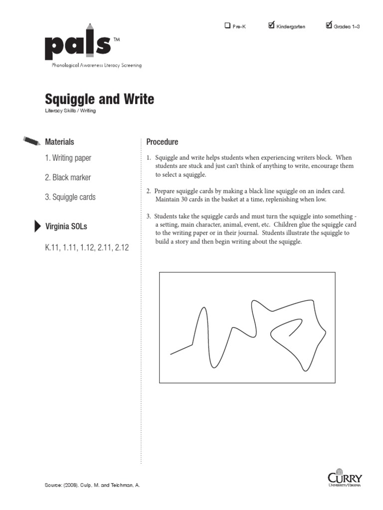 Squiggle and Write: Pre-K Kindergarten Grades 1-3 | PDF