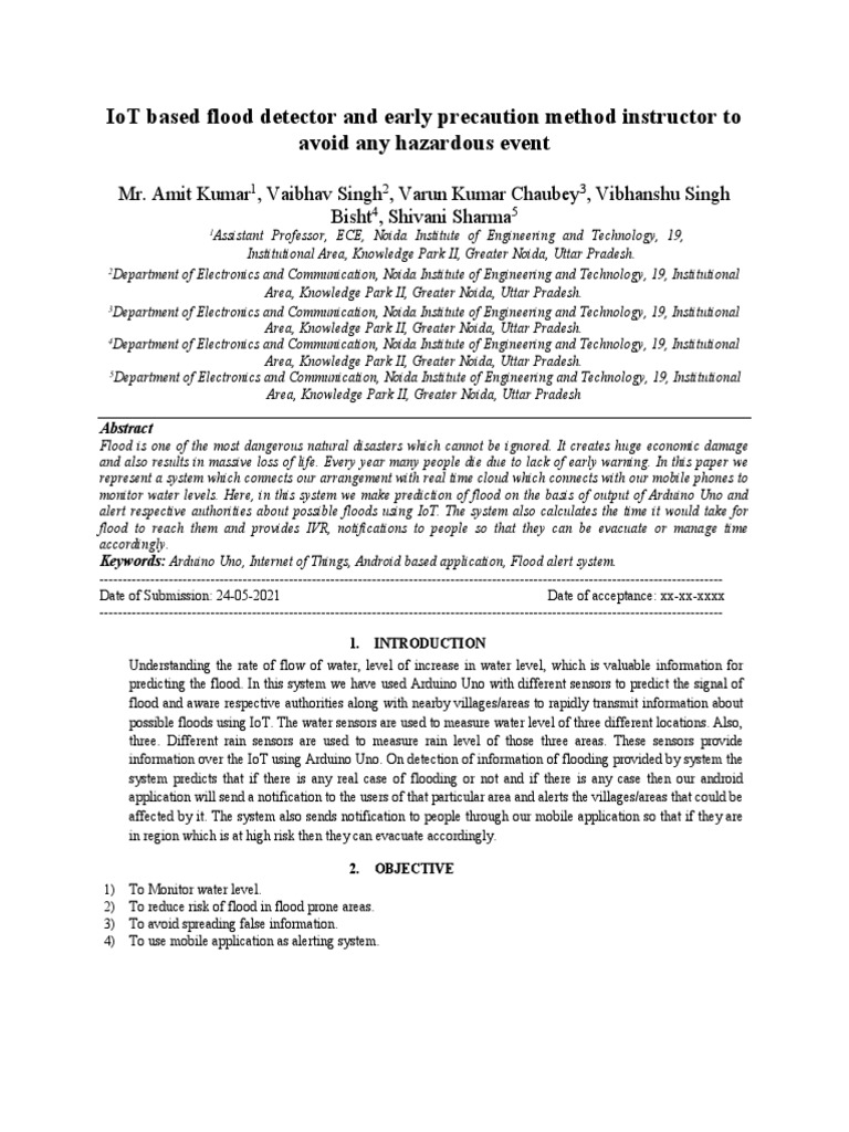 Research Paper - Flood Detector | PDF | Internet Of Things | Sensor