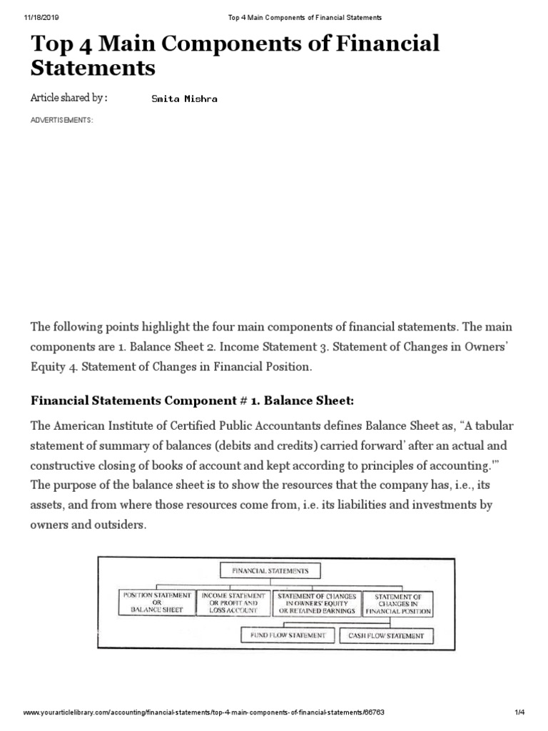 Top 4 Main Components of Financial Statements | PDF | Retained Earnings ...