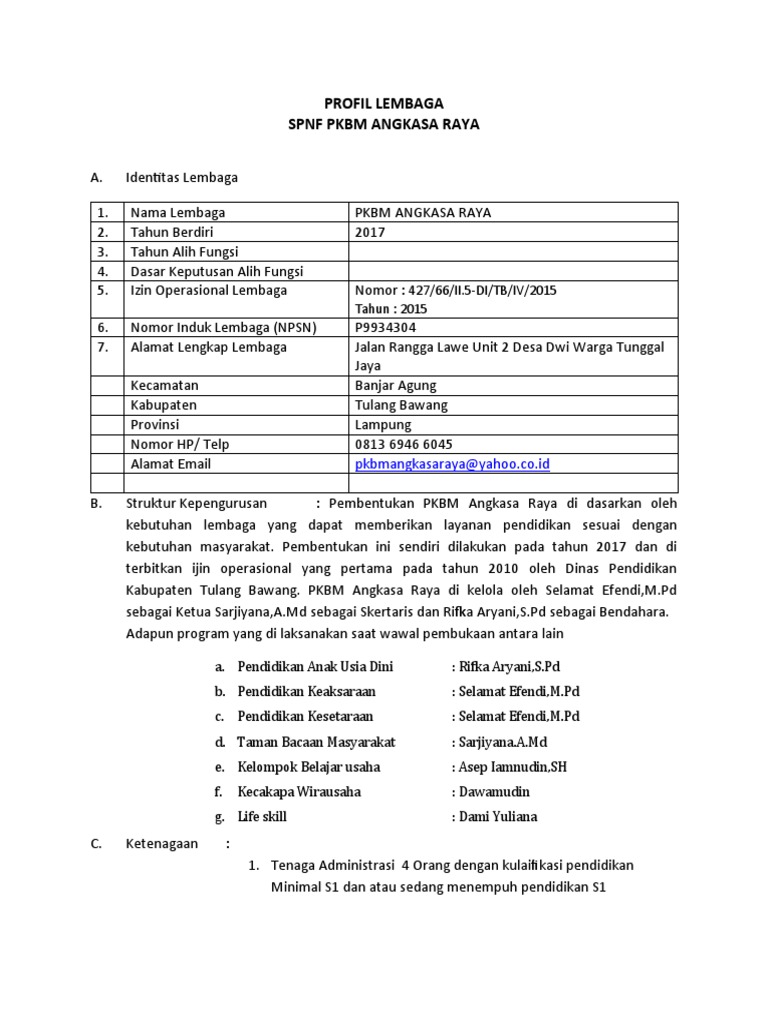 Profil Lembaga | PDF