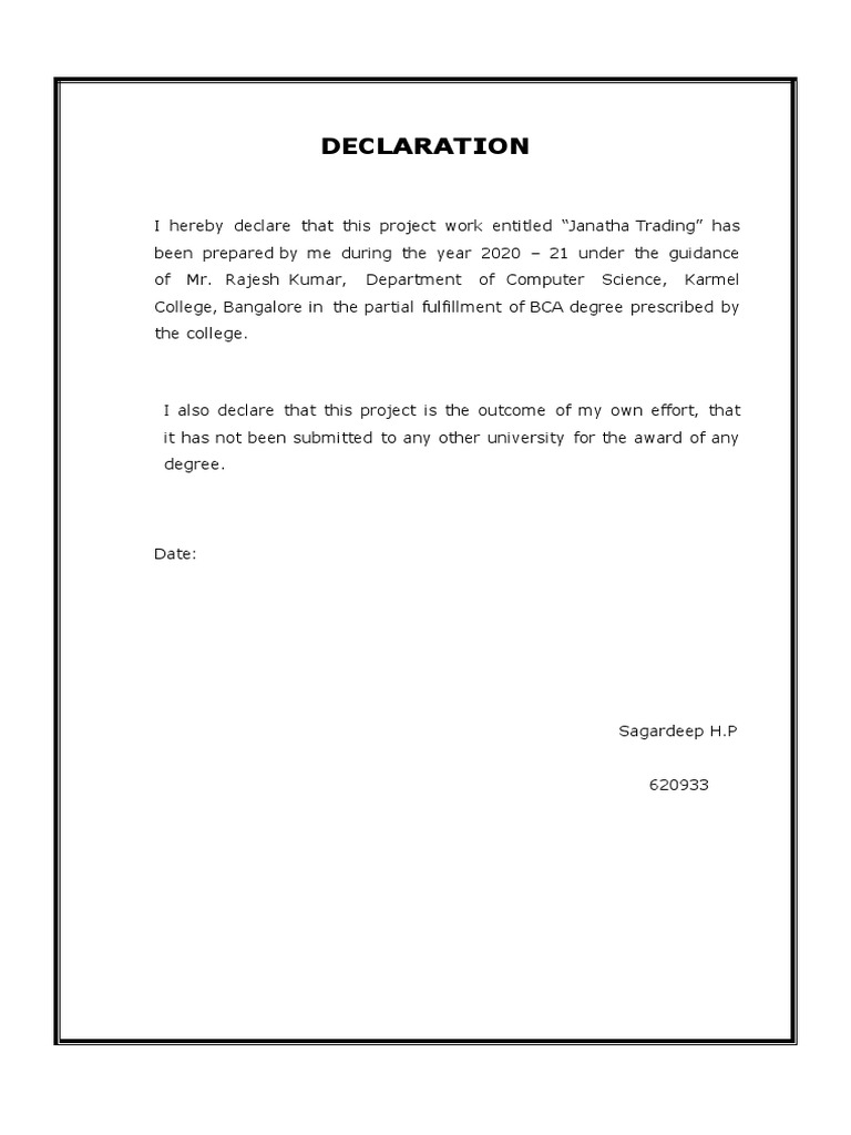 Declarations Format | PDF | Qualifications | Information Technology