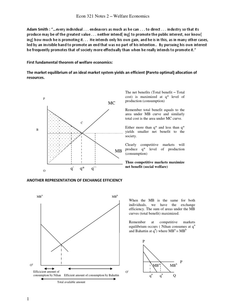 Notes 2-Welfare Economics | PDF | Welfare Economics | Pareto Efficiency