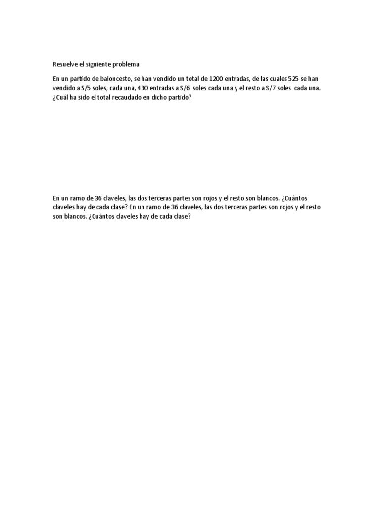 Resuelve El Siguiente Problema Pdf Deportes Y Recreación Juegos Y Actividades 