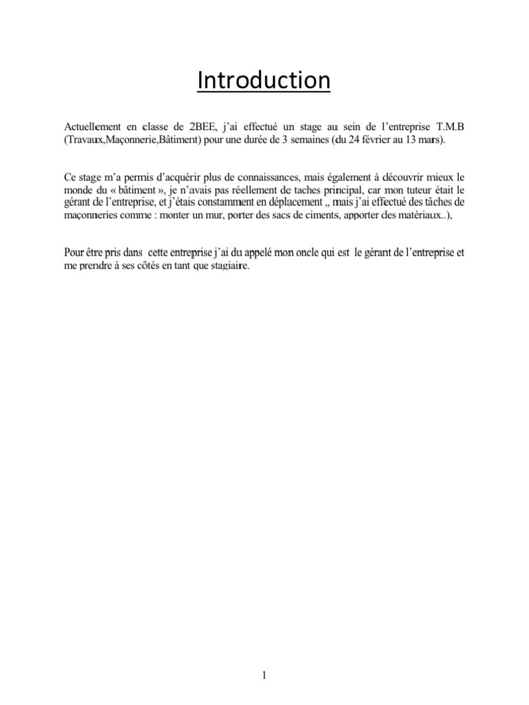 Rapport de Stage Introduction (p.1) | PDF