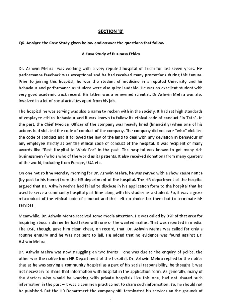 A Business Ethics Case Study | PDF | Hospital | Justice