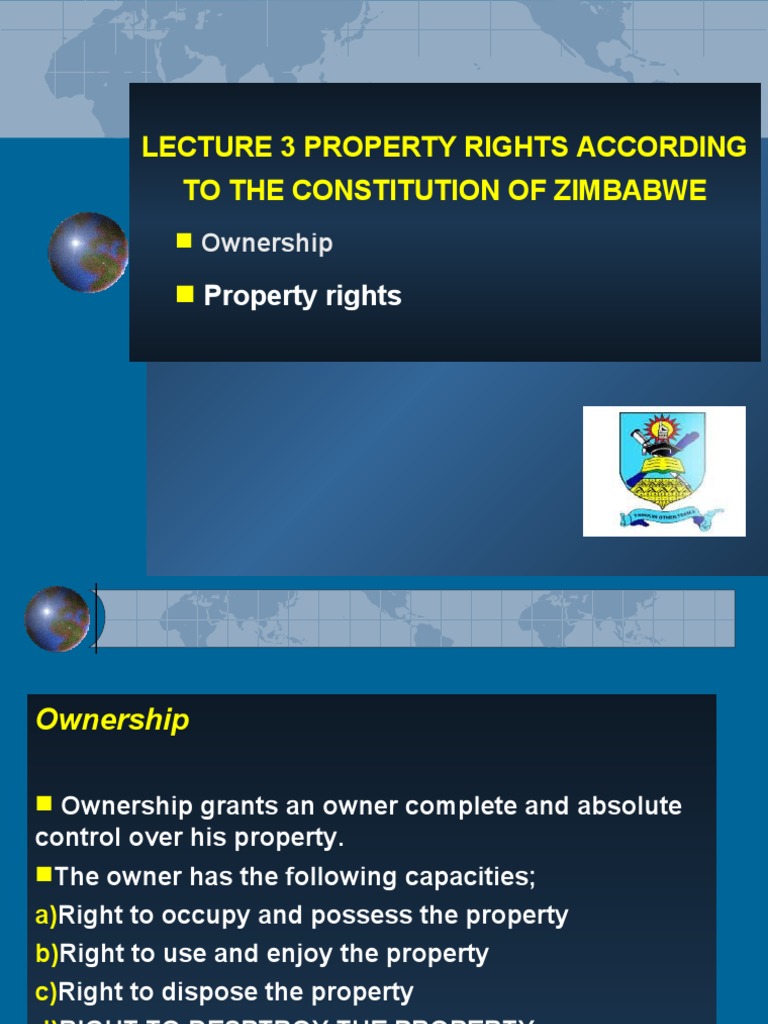 Lecture 3 Constitution of Zimbabwe | PDF | Eminent Domain | Property
