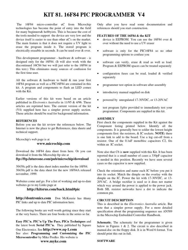 33 - K81-f84 Programmer | PDF | Microcontroller | Computer Architecture