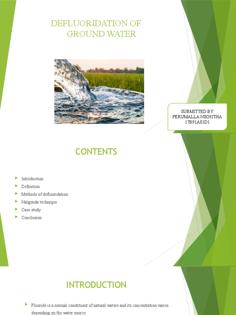 Defluoridation of Ground Water | PDF | Water Purification ...