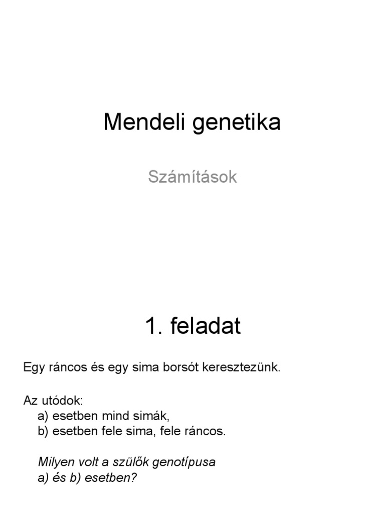 Mendeli Genetika: Számítások | PDF