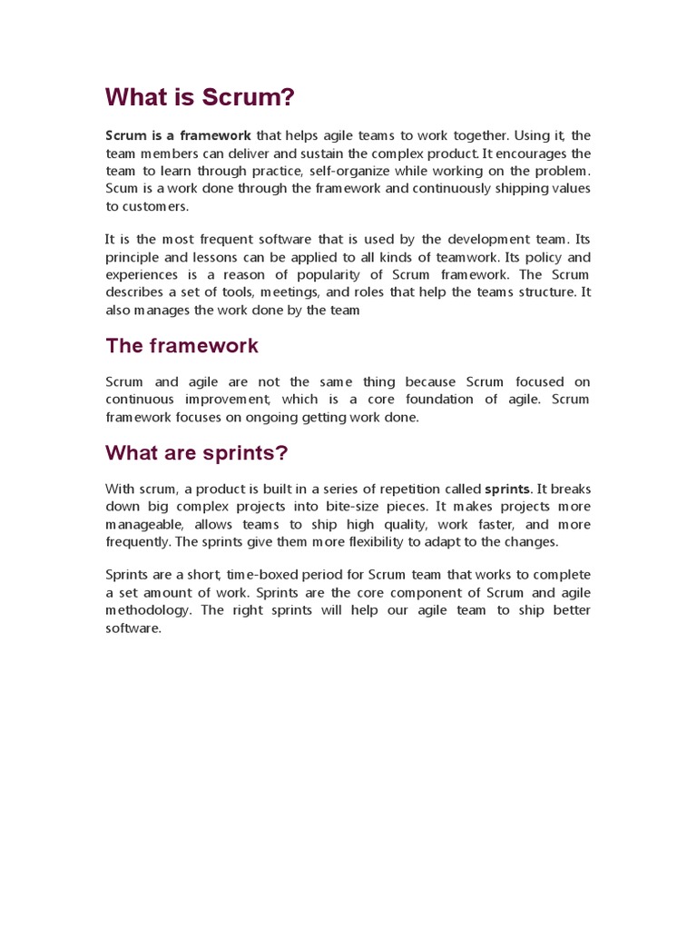 What Is Scrum?: The Framework | PDF