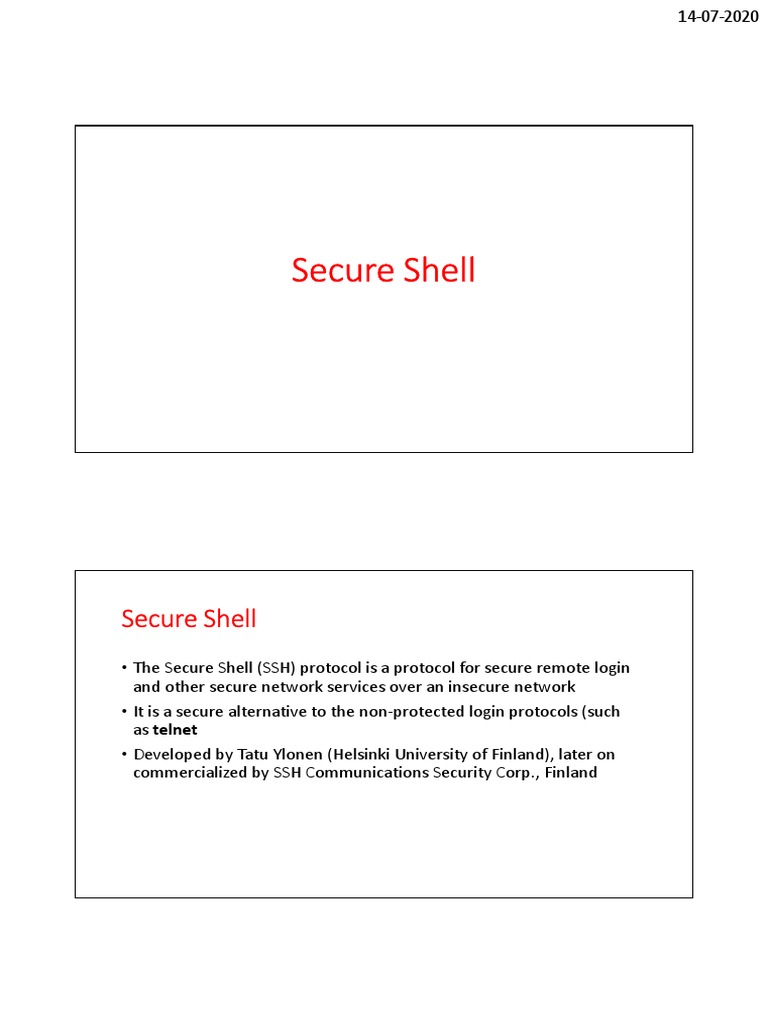 Lecture 13 Secure Shell Pdf Port Computer Networking Transmission Control Protocol
