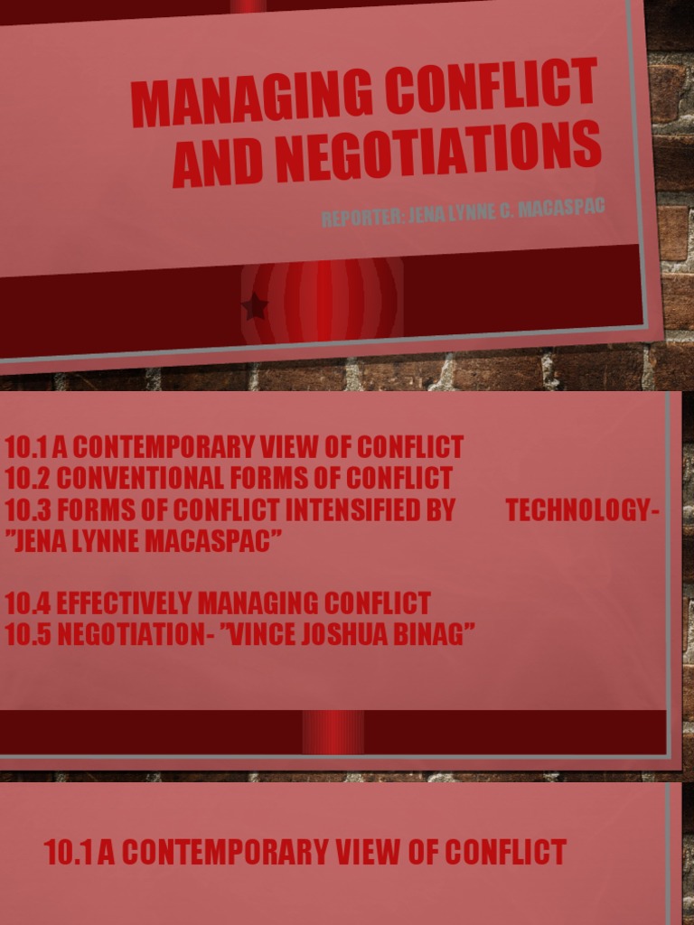Chapter 10 - Part 1 - Managing Conflicts and Negotiations | PDF ...