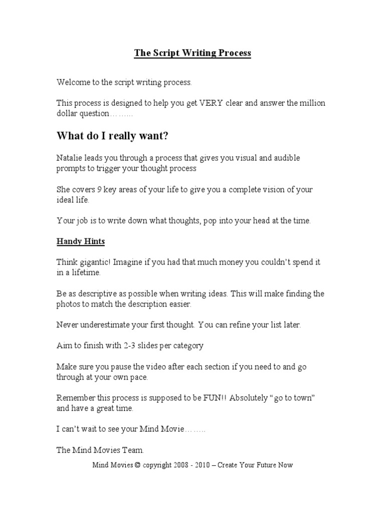 What Do I Really Want?: The Script Writing Process | PDF | Career & Growth