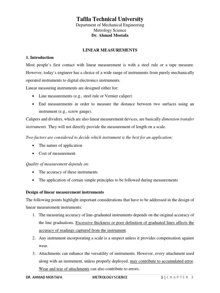 Chapter 3 Linear Measurements Pdf Tools Metrology