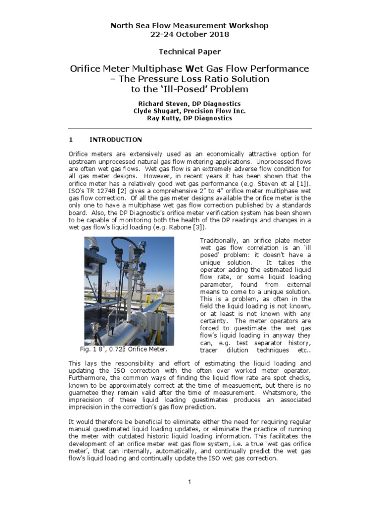 Steven - 2018 - Orifice Meter Multiphase Wet Gas Flow Performance | PDF ...