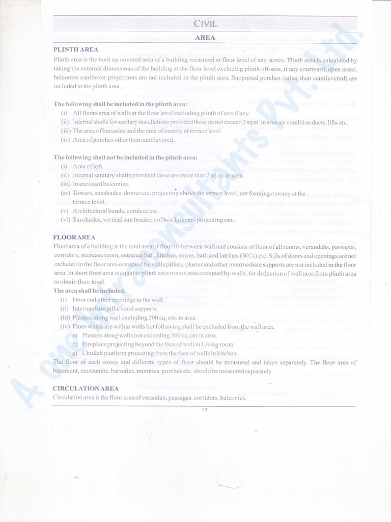 Basic Notes Plinth Area-Floor Area | PDF