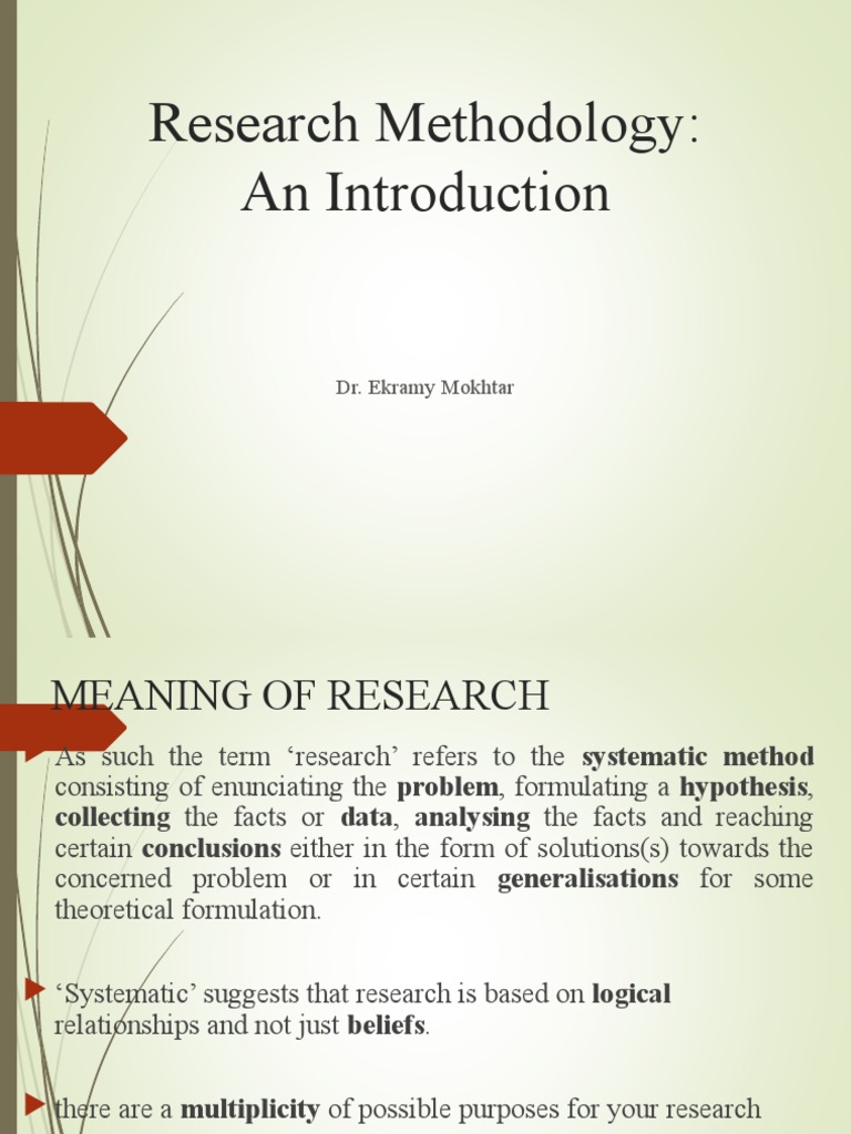 Research Methodology: An Introduction: Dr. Ekramy Mokhtar | PDF ...