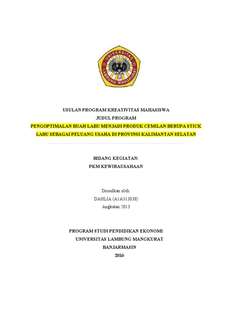 Usulan Program Kreativitas Mahasiswa | PDF | Karier & Perkembangan