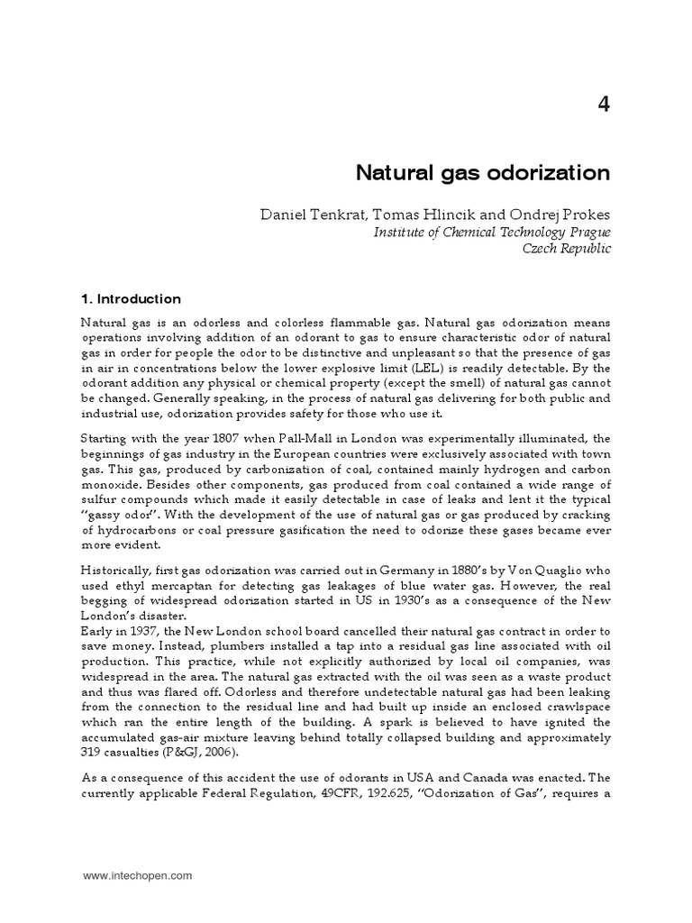 Intech-Natural Gas Odorization | PDF | Odor | Natural Gas