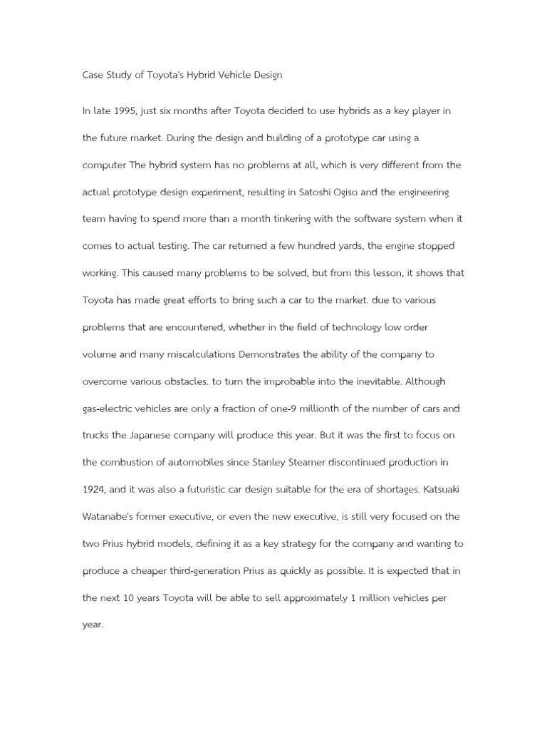 Case Study of Toyota | PDF | Toyota | Hybrid Electric Vehicle