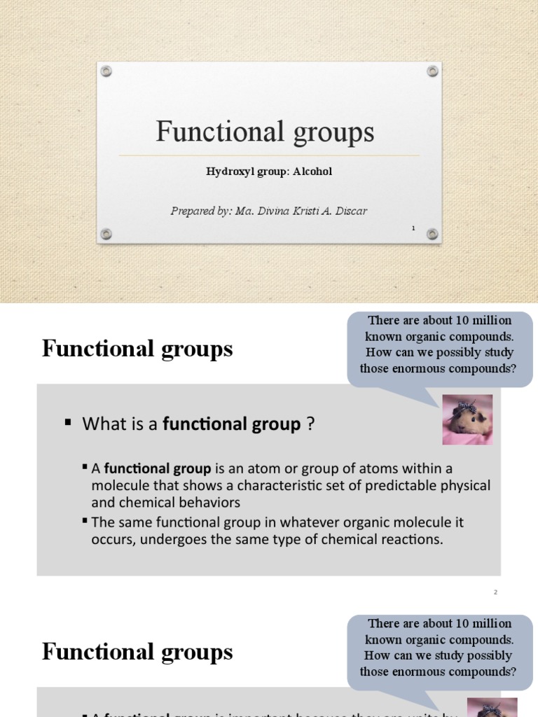 Functional Groups: Hydroxyl Group: Alcohol | PDF | Functional Group ...